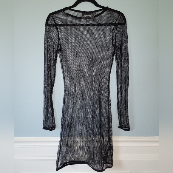 Killstar | Dresses | Black Fishnet Dress With Silver Metallic Thread ...